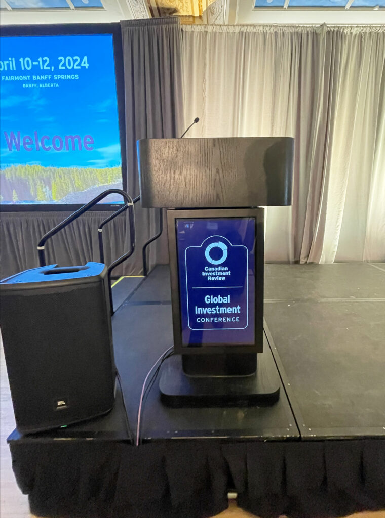 Dalite Black Oak Digital Display Pedestal Lectern - Calgary Tech Rent